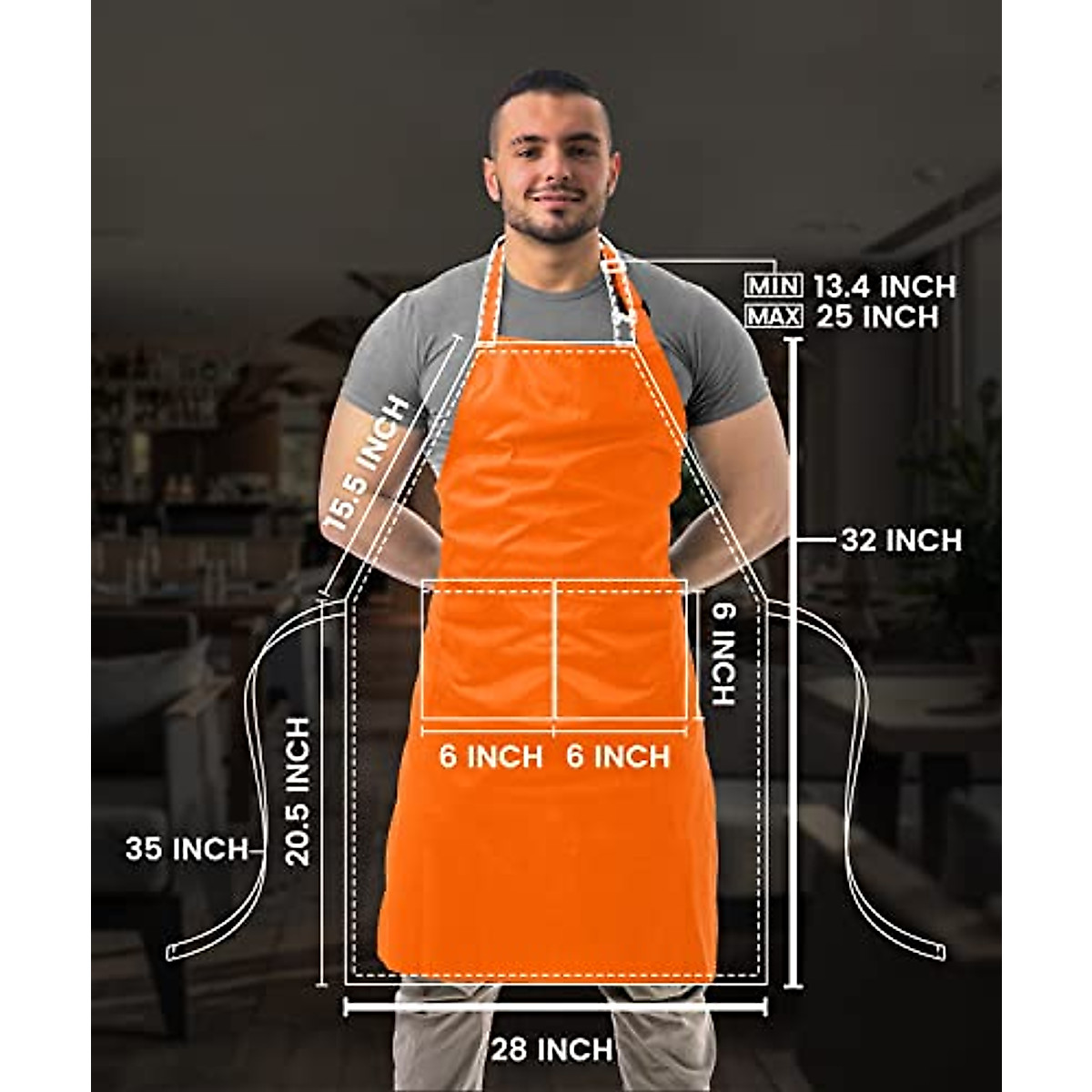 Utopia Kitchen 2 Pack Bib Apron, Adjustable with 2 Pockets, Water and Oil Resistant, Cooking Kitchen Chef Apron for Women Men