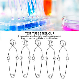 5pcs Spring Steel Test Tube Clip Clamp Labs with Finger Grips Laboratory Experiment Testing Holder Tool,14.5cm / 5.7inch