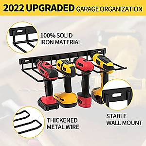 SOOANGEL Power Tool Storage Organizer, Tool charging station, Drill Charging Station Garage Organization& Storage,Heavy Duty Floating Tool Shelf for Workshop Shed Pegboard (2 Pack)