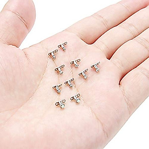 Lcolyoli 10PCS 14G Dermal Anchor Tops CZ/Opal/Ball Base G23 Titanium Microdermals Body Piercing Jewelry for Women Men Silver-tone 2mm