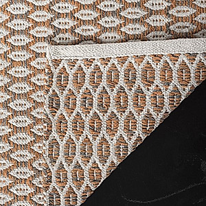 SAFAVIEH Montauk Collection Area Rug - 5' x 8', Orange & Ivory, Handmade Cotton, Ideal for High Traffic Areas in Living Room, Bedroom (MTK608D)