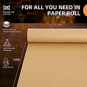 Wrapping Paper, Craft Paper, White Kraft Paper Roll 17.8"x 100ft for Gift Wrapping, Floor Covering, Bulletin Board, Arts Crafts, Bouquet Flower, Table Runner, Poster, Packing Paper for Moving Supplies (Brown)