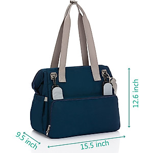 CitisKins Diaper Bag Tote Mommy bags Outdoor Handbags with Insulated Pockets,Changing Pad & Reflective Strips (Navy)