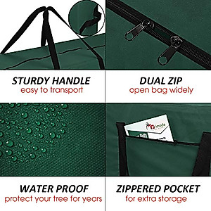 Primode Christmas Tree Storage Bag | Fits Up to 9 Ft. Tall Disassembled Tree | 25" Height X 20" Wide X 65" Long | Durable 600D Oxford Material | Heavy Duty Xmas Storage Container (Green)