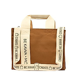 be kawa Tote Bag of Canvas Cotton Minimalist Handbag Perfect Pockets Medium Size Fashion Crossbody Bag Comfortable Strap (BROWN)