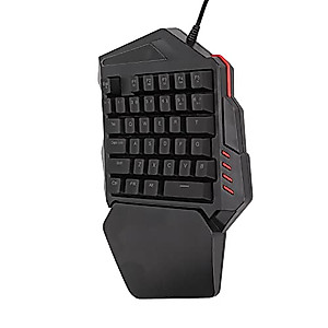 One Handed Gaming Keyboard, RGB Backlit 35 Keys Portable Mini Gaming Keypad with Macro Recording Function Plug and Play Mechanical Gaming Keyboard for PC Gamer