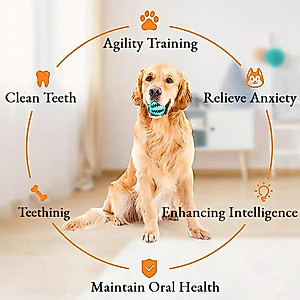 Green Hut 3 Pack 2.75" Interactive Dog Toys, Dog Toys Ball, Durable Dog Puzzle Toys, Teeth Cleaning Dispensing Dog Toys, Feeder Chew Tooth Cleaning Ball, Bite Resistant Toy Ball for Large Dogs