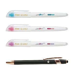 ILMILY Pilot Japan Two Color 3-in-1 Marker Pens That Change Color When Rubbed - With Original Stylus Ballpoint Touch Pen