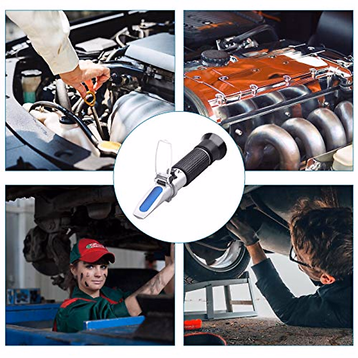 Tiaoyeer Antifreeze Refractometer - 3-in-1 Coolant Tester for Checking Freezing Point, Concentration of Ethylene Glycol or Propylene Based Automobile Antifreeze Coolant and Battery Acid Condition