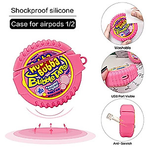 [2Pack] Cute Airpod Case for Airpod 2/1,3D Cartoon Kawaii Food Bubble Gum & Drink Airpods Cover Design Girl Boys Teens Fashion Fun Shockproof Protective Skin Accessories Silicone Case for Airpods 1&2
