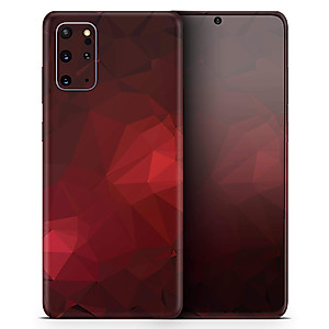 DesignSkinz Varying Shades of Red Geometric Shapes Protective Vinyl Decal Wrap Skin Cover Compatible with The Samsung Galaxy S20 (Screen Trim & Back Glass Skin)