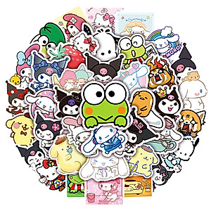 JXJMYU 50pcs Cute Kawaii San-Rio Kuro mi Me lody Cinnamo roll Stickers for Skateboard Trunk Laptop Computer Water Bottles Car Teens Boys Girls Decal Waterproof Sticker