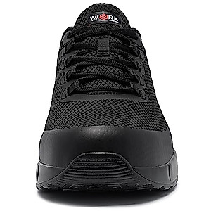 LARNMERN Steel Toe Shoes for Men Lightweight Safety Shoes Work Air Cushion Construction Zapatos Punta de Acero para Hombres(12,Deep Black)