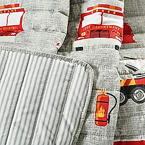 Make A Wish Fire Truck Red & Gray Reversible Print Throw Blanket