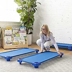 ECR4Kids Stackable Kiddie Cot, Standard Size, Classroom Furniture, Blue, 5-Pack