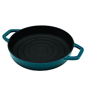 Flavehc Bread Oven Cast Iron Bread Dutch Oven with Cloche Lid for Bread Baking Darkcyan Enameled Cast Iron Bread Oven with Dome Lid for Sourdough 5 qt