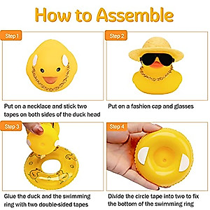 wonuu Car Rubber Duck 2Pcs Duck Car Decoration Dashboard Car Ornament for Car Dashboard Decoration Accessories with Mini Swim Ring Sun Hat Necklace Sunglasses