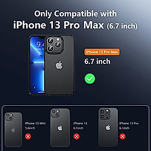 LK [5-in-1 for iPhone 13 Pro Max Case, 2 Pack Tempered Glass Screen Protector + 2 Pack Camera Lens Protector, Matte-Finish, All-Round Protection, Shockproof, Anti-Scratches Kit, Matte Black