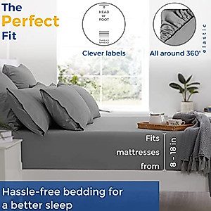 THREAD SPREAD Luxury Egyptian Cotton Sheets King Size - 600 Thread Count Sheets King 4 PC Luxury Sheets King Size, 16" Deep Pocket, Soft, Cooling Sateen Weave Hotel Luxury Bed Sheets Set - Dark Grey