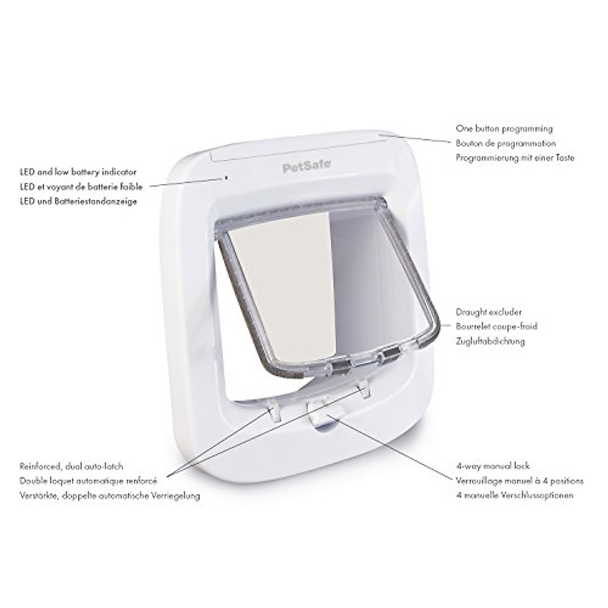 PetSafe, Microchip Activated Cat Flap, Exclusive Entry, Easy Install, 4 Way Manual Locking, Energy Efficient, Draught Excluder, Convenient - White