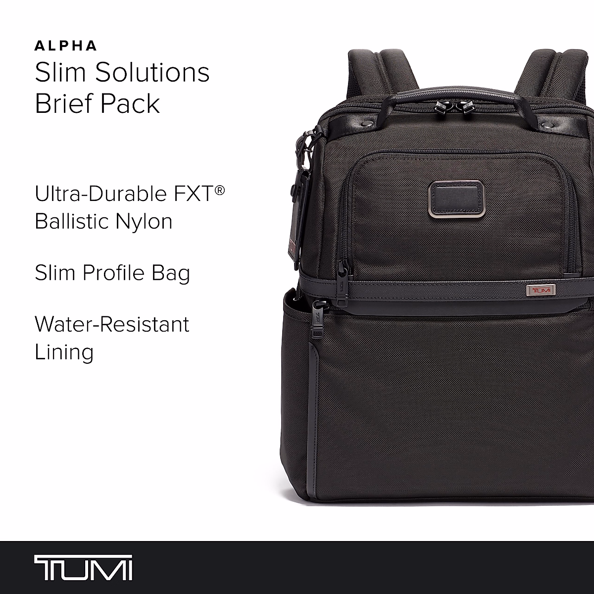 TUMI Alpha 3 Slim Solutions Laptop Brief Backpack - Hands-Free Comfort for Commuters - 15-Inch Computer Backpack for Men and Women - Black