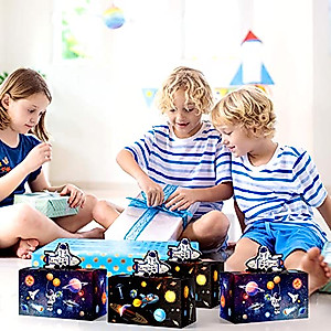 Nezyo 24 Pcs Space Party Favor Gift Boxes Galaxy Treat Boxes Solar System Gable Boxes Cardboard Gift Wrap Boxes Candy Goody Boxes for Space Theme Party Supplies Kids Birthday Gifts(Space,Cute Style)