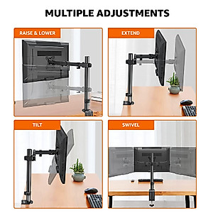 Amazon Basics Single Computer Monitor Stand with Tilt and Rotation, Height Adjustable VESA Desk Arm Mount, Steel, 30 inches, Black