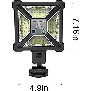 CIZGIM Solar Powered Outdoor Light IP65 Waterproof Motion Sensor Solar Powered Light 3 Intelligent Lighting Modes with Remote Control Wall Security Light for Fence Yard Garden Patio Front Door