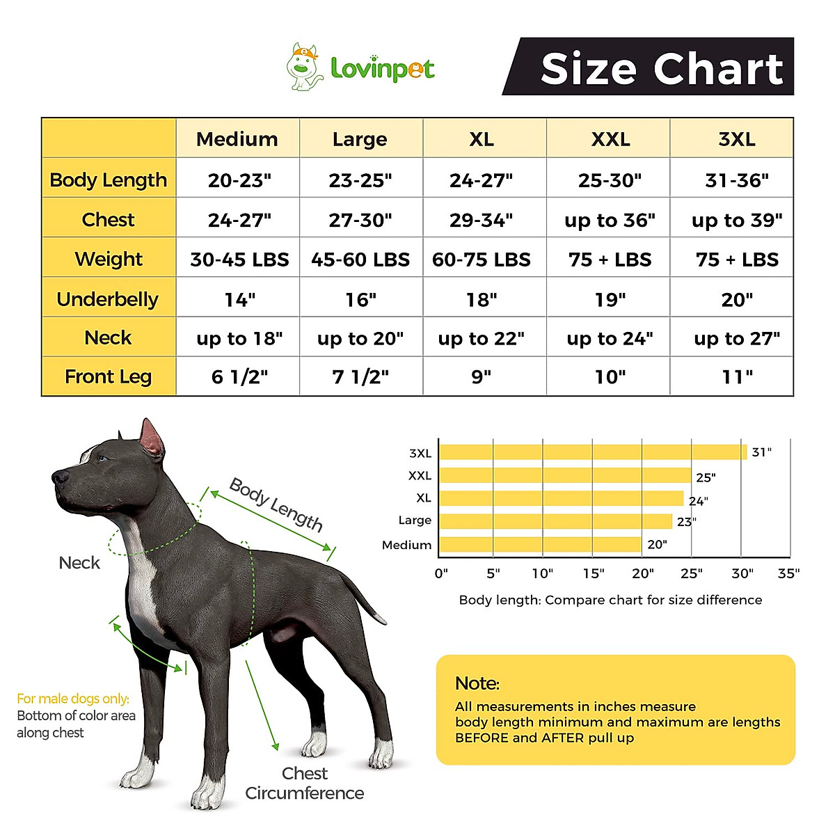 LovinPet Pitbull Recovery Shirt - Bodysuit Onesie for Shedding Skin Disease Pet Pajamas Dog Anti Licking Snugly Suit Dog Bodysuit for Abdominal Wound After Surgery,Yellow/Black Design,XL