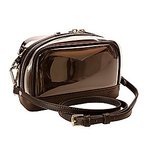 Dominie Clear Handbag Small Black Leather Clutch with Removable/Interchangeable Liner