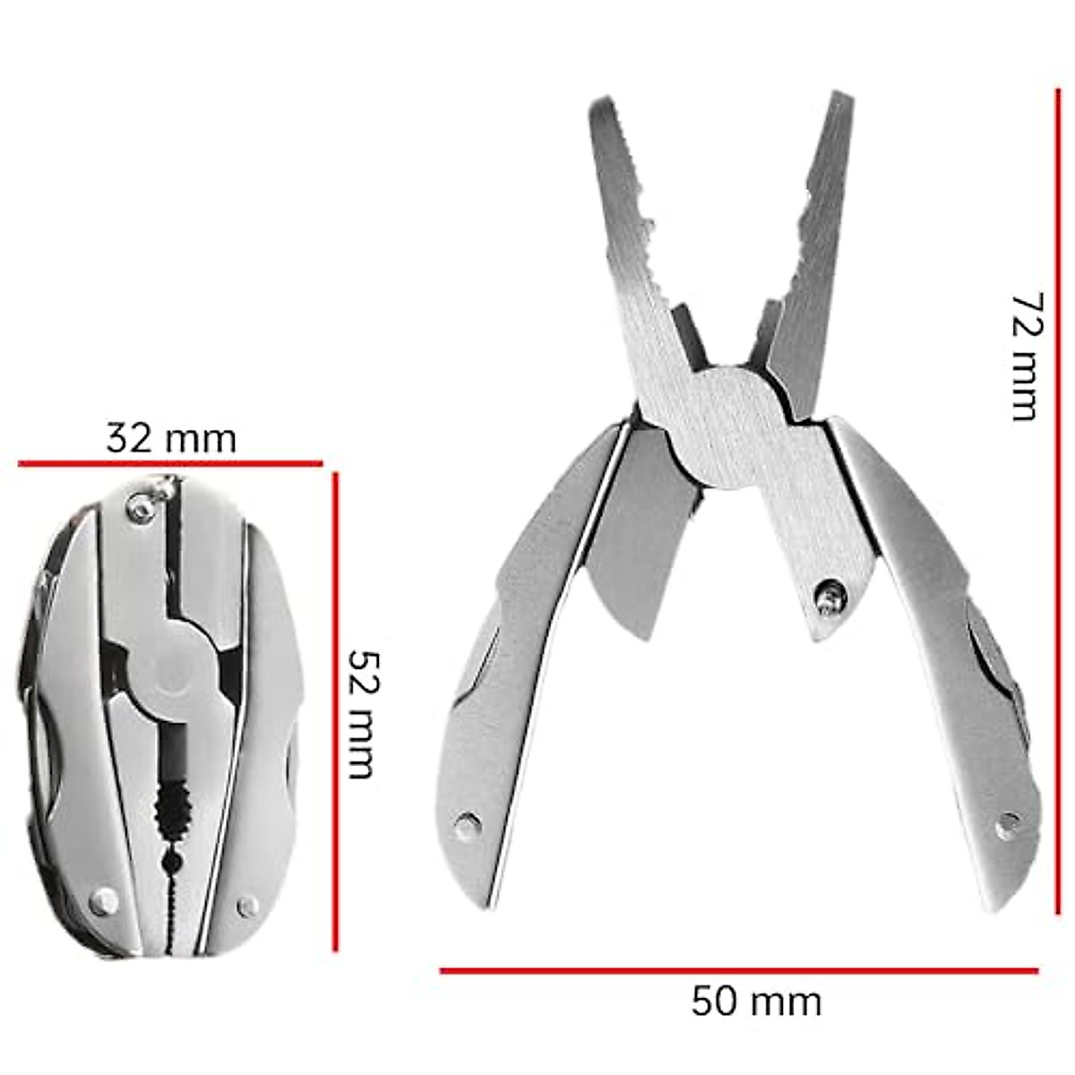 Polished 6-in-1 Stainless Steel Multifunctional Pliers Multi Tools Set with Sheath, Mini