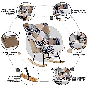 Fahomiss Rocking Chair Nursery -Rocking Chair for Nursery Glider Chair with High Backrest Comfy Glider Chair for Nursery, Living Room, Bedroom Recliner (Warm Color)