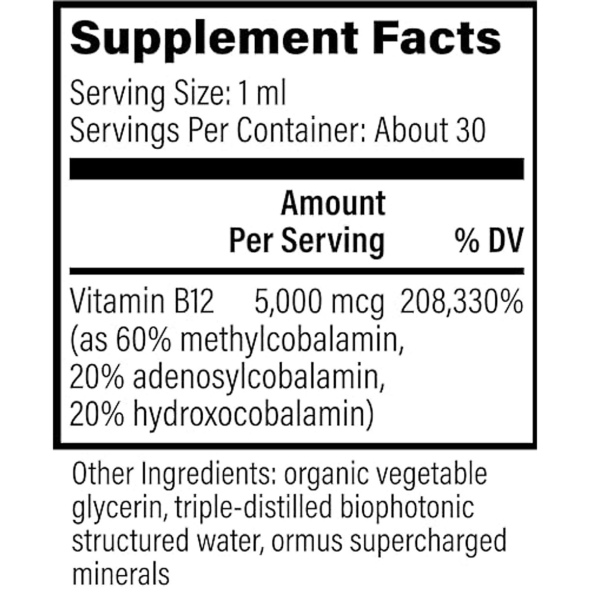 Global Healing Vitamin B12 Sublingual 5000 mcg Organic Liquid Supplement, Methylcobalamin, Adenosylcobalamin, Hydroxo Long-Lasting Energy and Healthy Metabolism - Vegan B12 Vitamins (1 Oz)