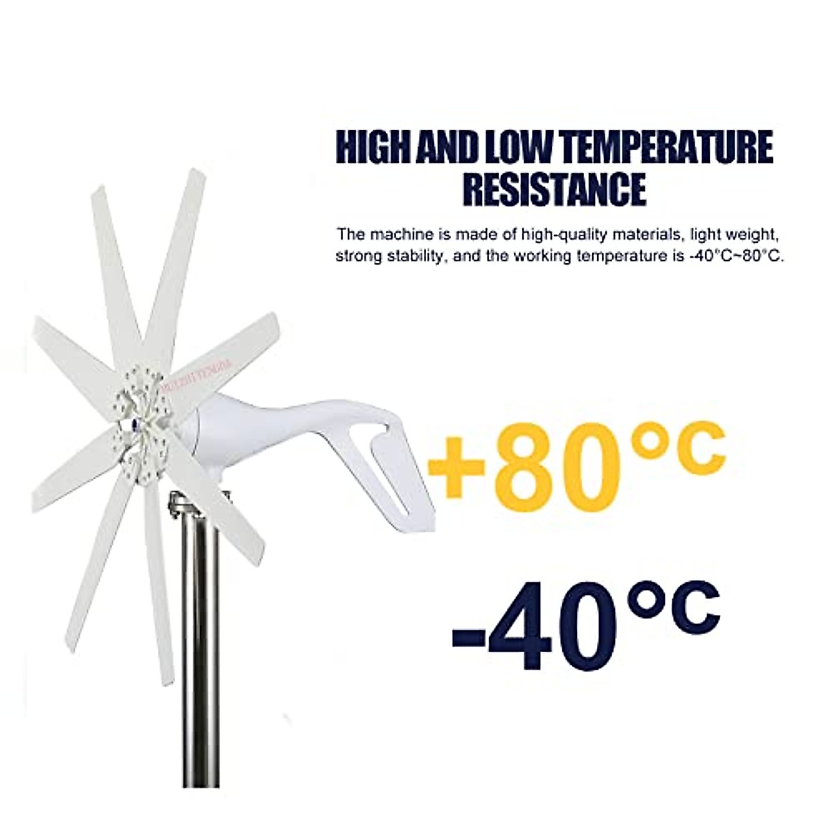 HUIZHITENGDA 3000W No Noise Wind Turbine MPPT Controller,12V/24V/48V Small Wind Turbine for Home Use for Outdoor Gardens(White,8 Blades),48v