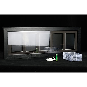 Bivitre Trading Card Display Frame - Wall Mount Baseball Card Display Case with UV Protection Magnetic Card Holder for 5 Standard Cards, Display for Basketball Football Hockey Pokemon MTG Yugioh