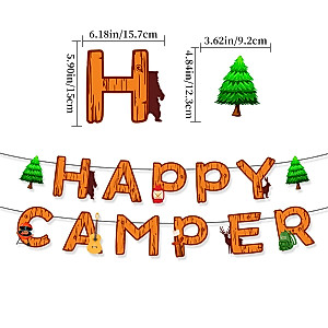 Camping Themed Party Decorations, Happy Camping Banner and 3D Bonfire with Camping Theme Latex Balloon for Teenagers Adventurer Hiking Camping Party Decoration