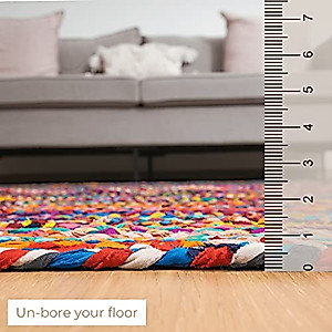 RAJRANG BRINGING RAJASTHAN TO YOU Large Chindi Rag Rug Braided Cotton Reversible Rugs (Multicolor, Rectangle, 4x6 Feet)