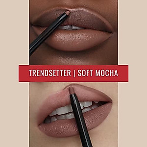 Runway Rogue Designer Liner Lip Pencil, Matte Soft-Mocha Lip-Liner Pencil and Lip-Liner Sharpener, ‘Trendsetter’