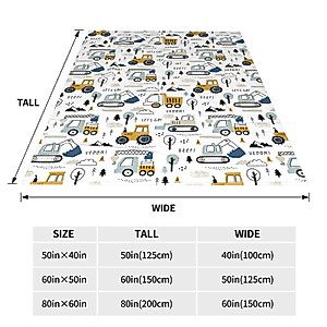 Cute Excavator Throw Blanket Flannel Fleece Truck Blanlet Autumn Lightweight Soft Fuzzy Cozy Travel Blanket for Couch Bed Fall Decor Thanksgiving Kids Boys Girls 60"x50"