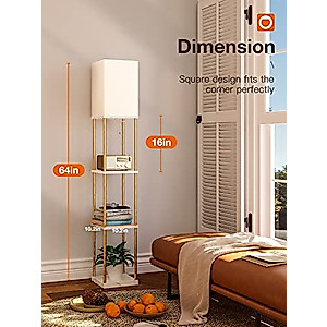 addlon Gold Floor Lamp, 4-Tier Display Floor Lamp with Shelves, LED Floor Lamp with 3CCT Bulb, Modern Floor Lamp for Bedroom, Livingroom and Office - Marble Texture & Gold Frame