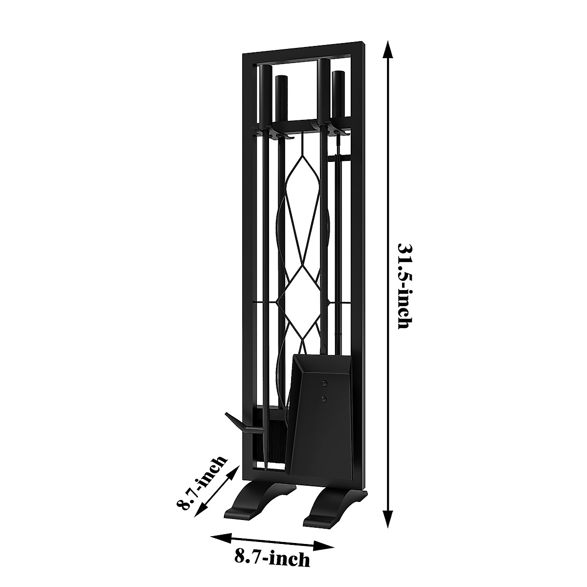 Fire Beauty Fireplace Tools Set 5 Pieces Fireside Accessories Fire Kit Stand Woodstove Tools Holder Wrought Iron Handle Indoor Fireset Stand