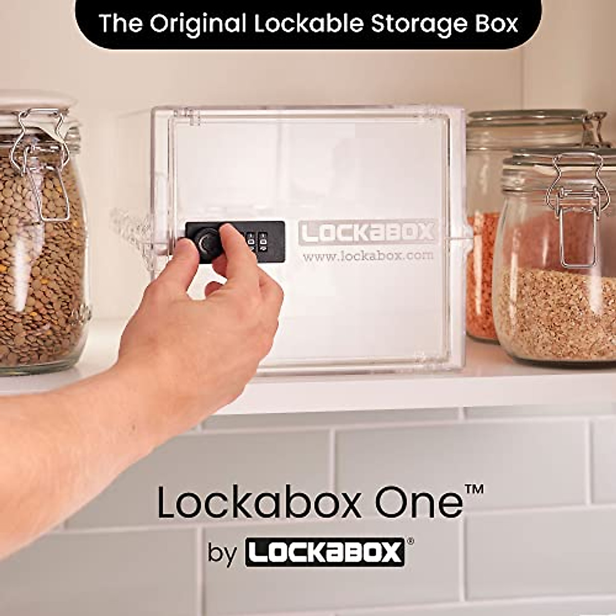 Lockabox One™ | Compact and Hygienic Lockable Storage Box for Food, Medicines, Tech and Home Safety | One Size 12 x 8 x 6.6 inches externally (Crystal)