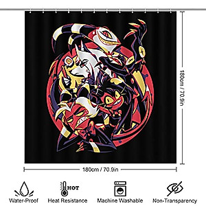 Woodyotime Anime Shower Curtain Sets 4 Piece Bathroom Set Shower Curtain Non-Slip Rugs Toilet Lid Cover Bath Mat Bathroom Decor