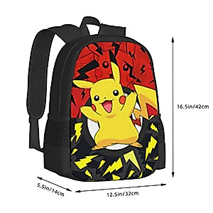 Pokemon School Backpack 3D Pattern Printed Lightweight Bookbag Cartoon Anime Casual Daypack for Back to School Teens Elementary Middle School Bookbag