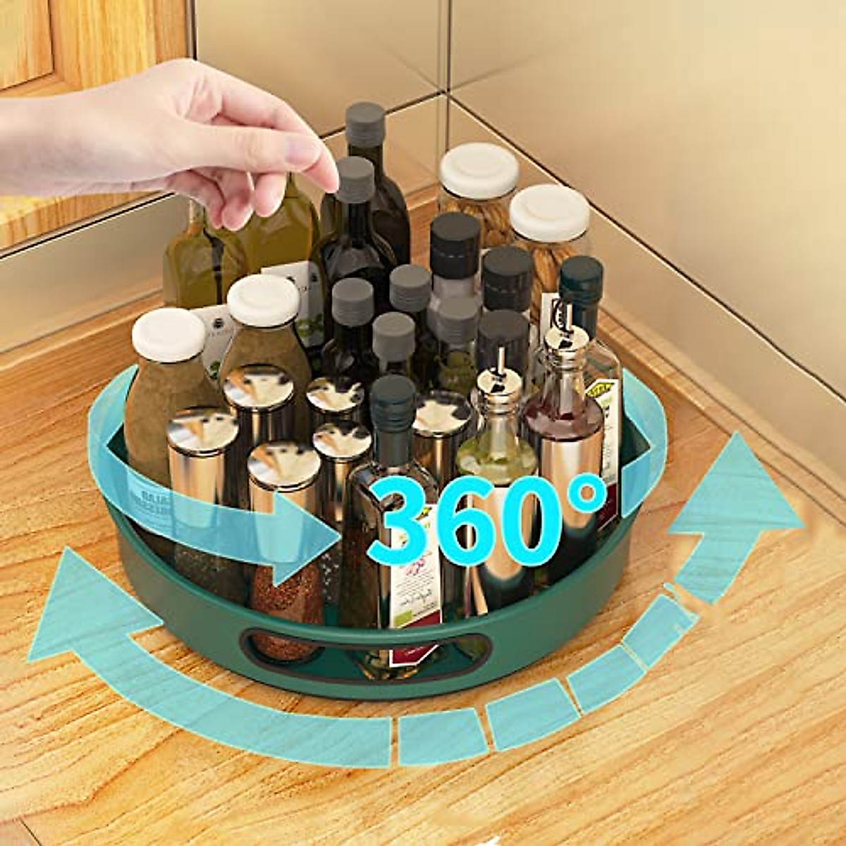 2Pack Lazy Susan Turntable Organizer Round Metal Lazy Susan Storage 12 &10 Inch for Kitchen/Cabinet/Living Room/Bathroom Refrigerator （Green）