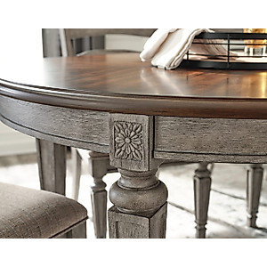 Signature Design by Ashley Londenbay Classic Farmhouse Oval Dining Room Extension Table, Brown & Gray
