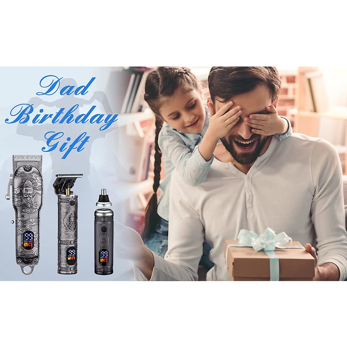 EHJYO Hair Clippers for Men, Professional Cordless Clippers for Hair Cutting Barber Clippers and Trimmers Set,USB Rechargeable T-Blade/Beard/Nose Hair Trimmer Set, Gifts for Men Dad Husband Gray