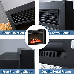 PatioFestival 24 Inch Electric Fireplace Insert 1400W Embedded&Freestanding Realistic Log Flame Effect Heater with Remote Control, 3 Adjustable Flame, Overheating Protection