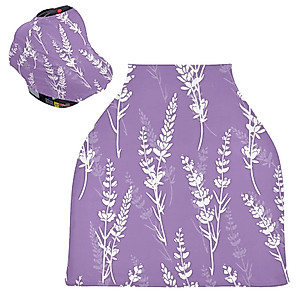 Nursing Cover Breastfeeding Scarf Lavender Flowers Purple- Baby Car Seat Covers, Stroller Cover, Carseat Canopy (2na7a)