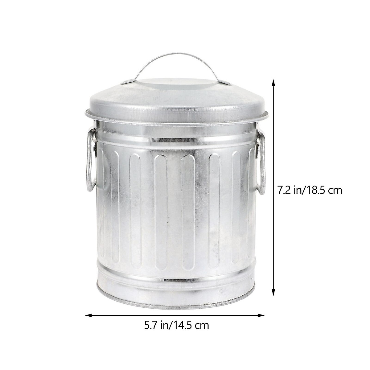 Cabilock Galvanized Trash Can Bucket with Lid Mini Desktop Wastebasket Rubbish Bin Garbage Waste Basket Vintage Farmhouse Metal Utility Pail Flower Pot Pen Pencil Holder L